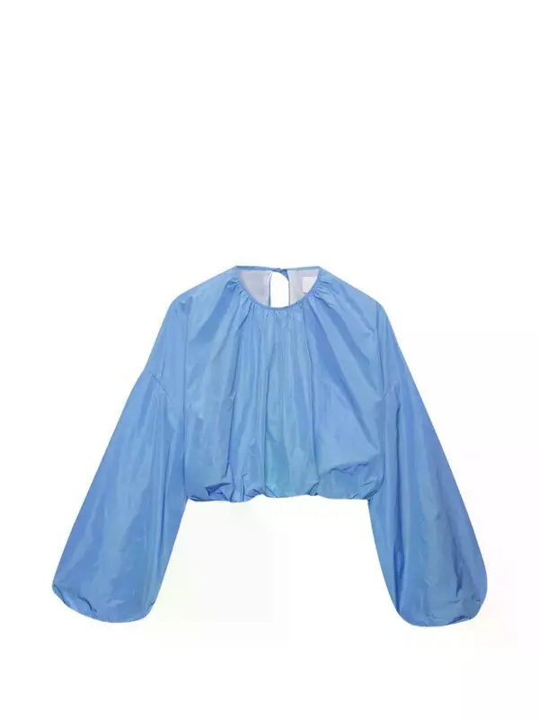 MSGM Crew-neck Blouse With Tie Fastening And Elasticated Hem - Blue