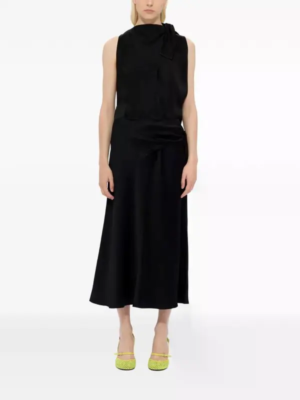 MSGM Sleeveless Bow Knot Midi Dress - Black