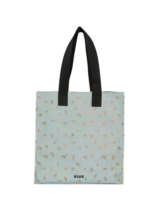 MSGM Floral Print Tote Bag - Blue