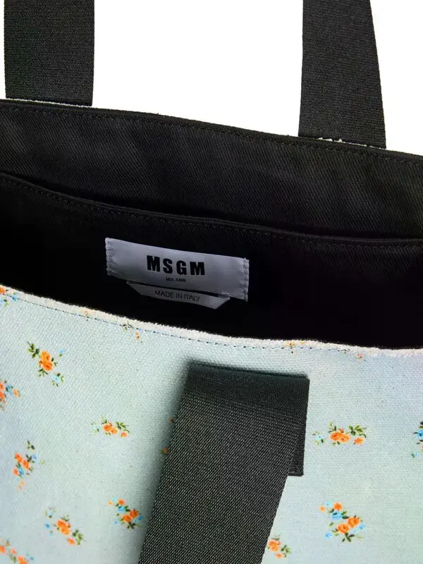 MSGM Floral Print Tote Bag - Blue