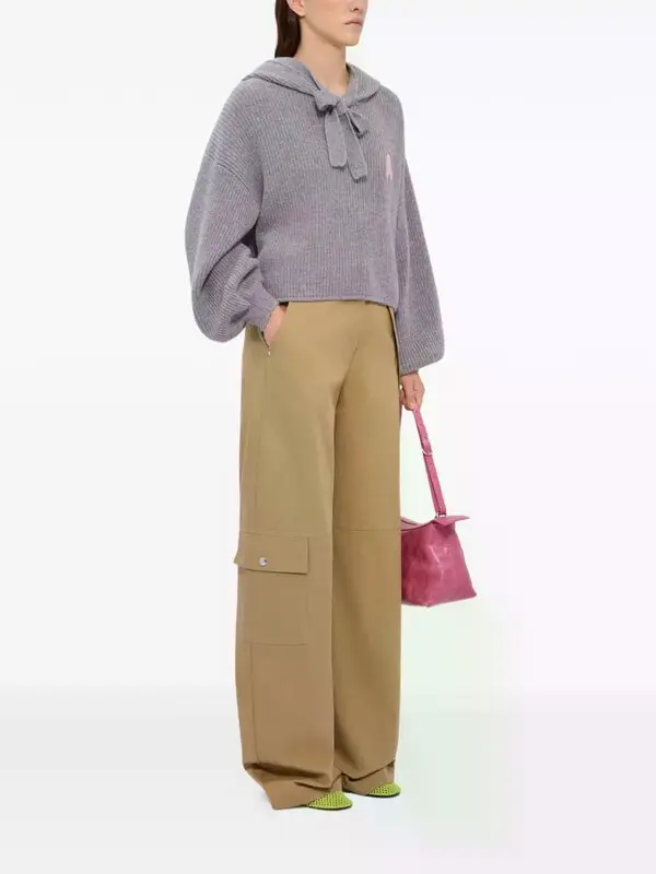 MSGM Hooded Balloon-sleeve Sweater - Grey