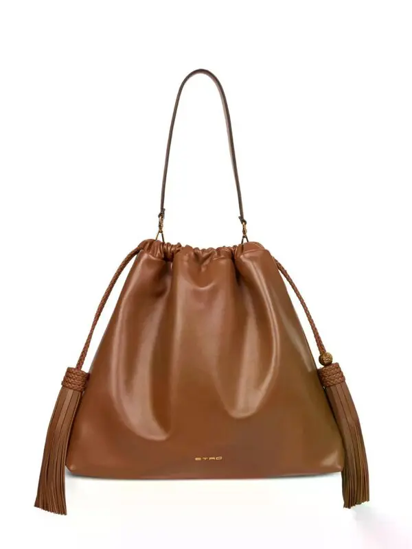 Etro Kalispera Leather Shoulder Bag With Tassels - Brown