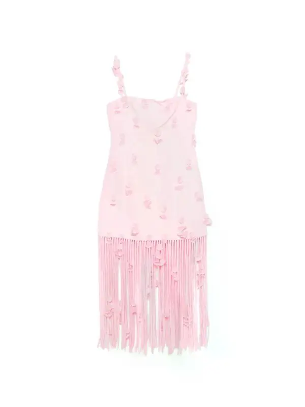 Simkhai Floral Fringed Midi Dress - Pink