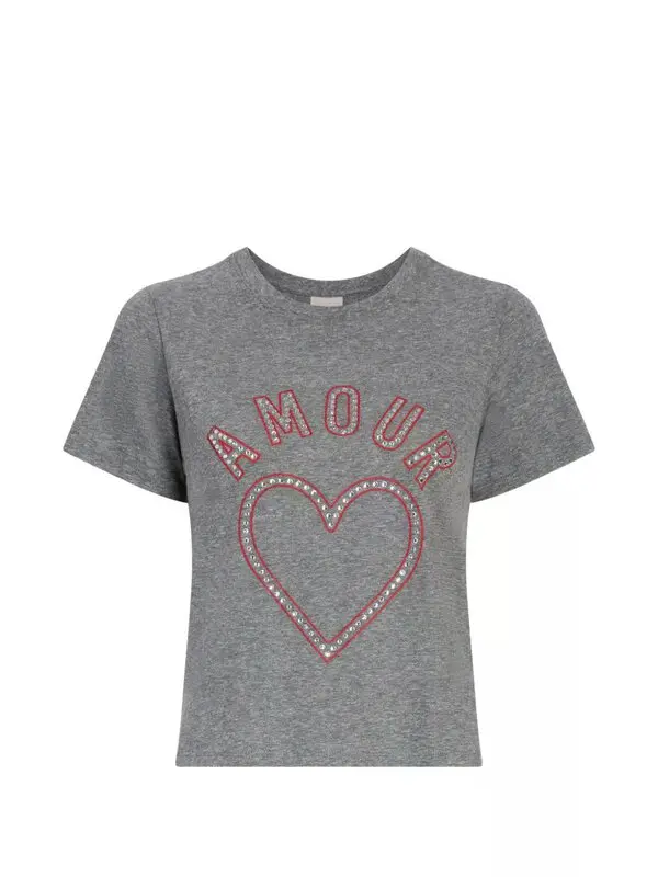 Cinq À Sept Crystal Embellished 'amour' T-shirt - Grey
