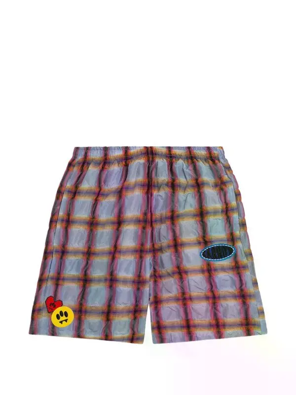 BARROW Checked Patch Shorts - Grey