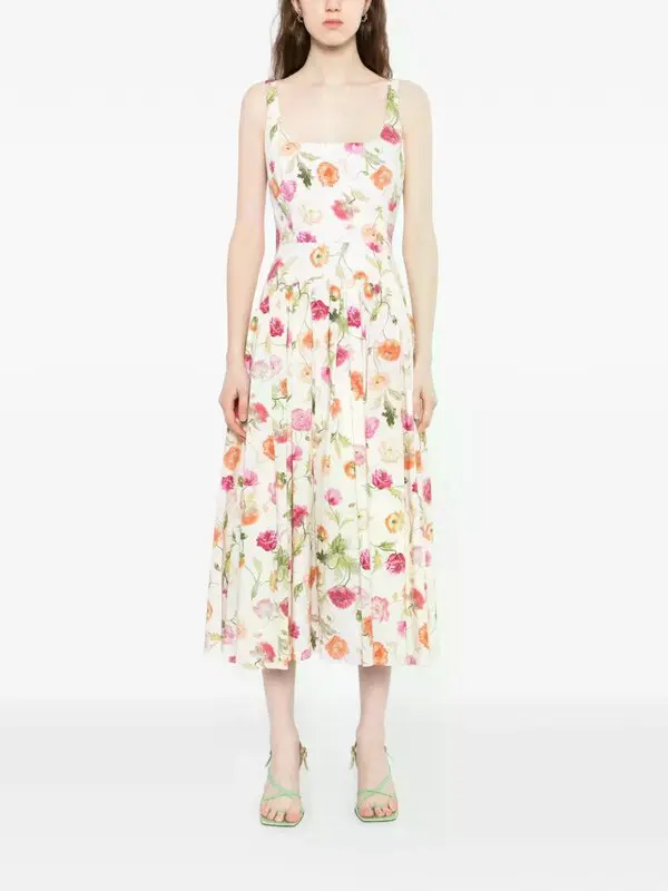 Carolina Herrera Floral Print Midi Dress