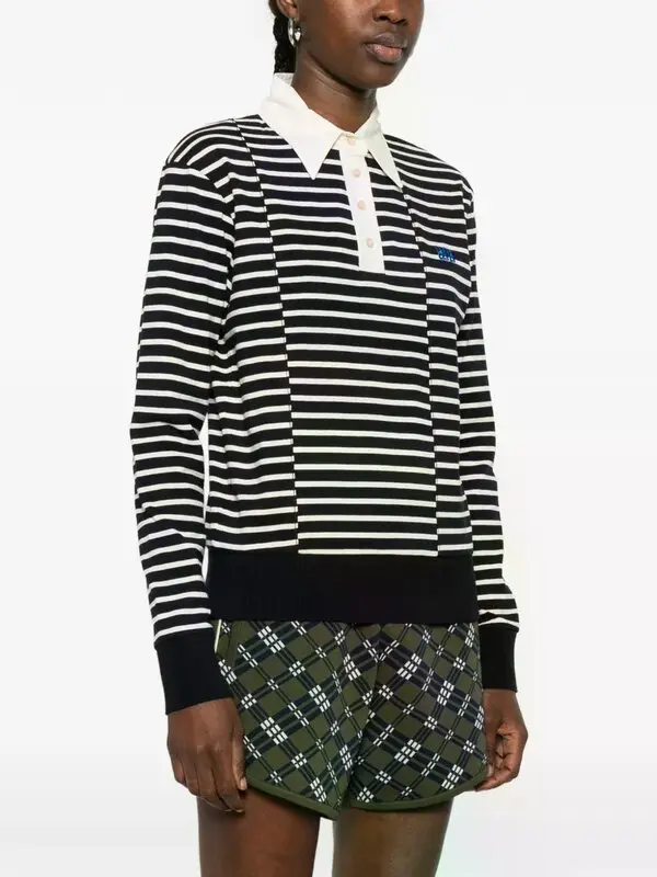 WALES BONNER Striped Collared Polo Top