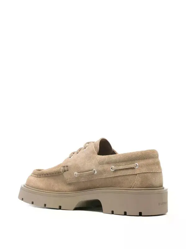 Sandro Lace-up Leather Boat Shoes - Neutrals