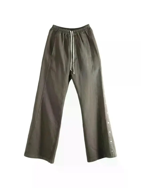 Rick Owens Wide Leg Button Detail Drawstring Trousers - Brown
