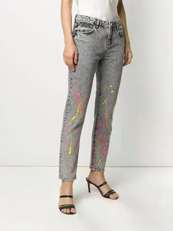 Philipp Plein Paint-splatter Straight-leg Jeans - Black