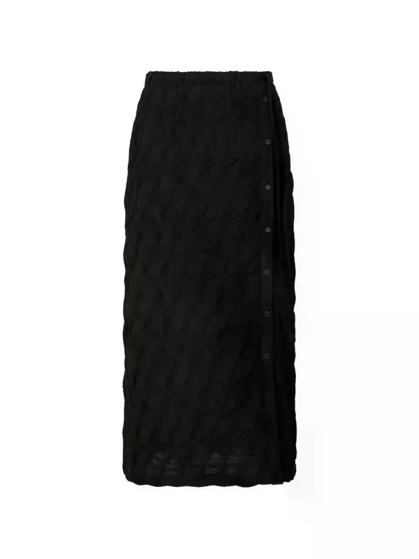STUDIO TOMBOY Textured Button Detail Skirt - Black