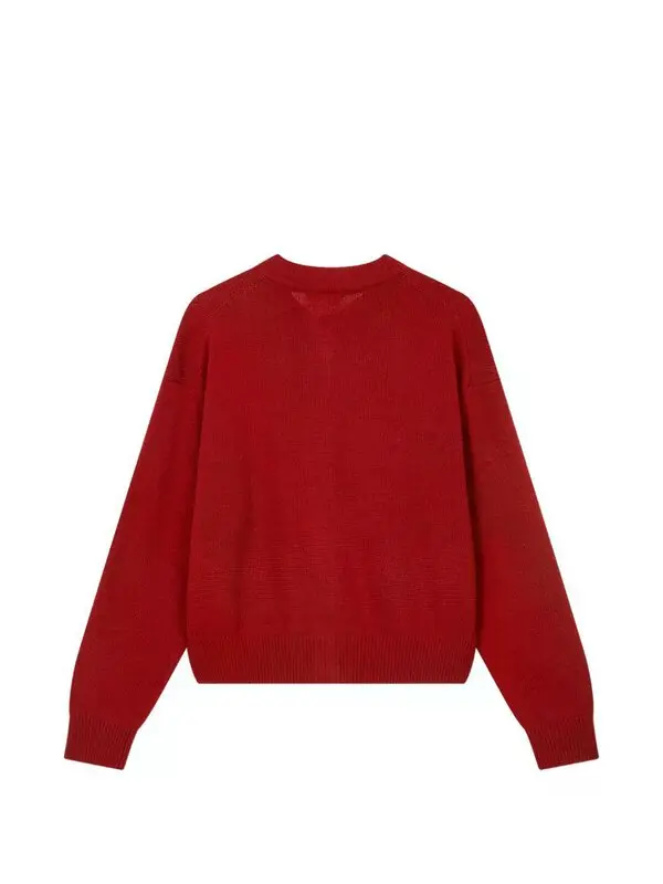STUDIO TOMBOY Round Neck Buttoned Cardigan - Red