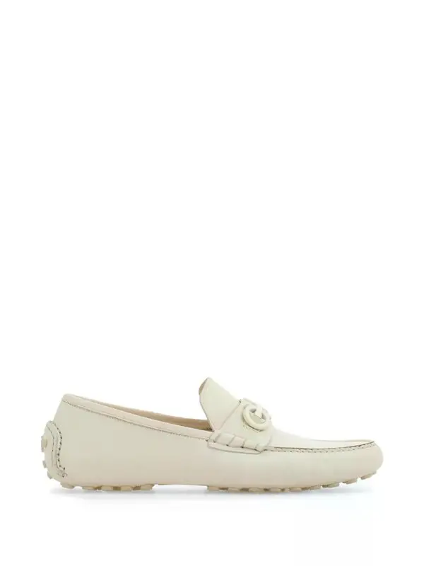 FERRAGAMO Gancini Plaque Leather Loafers