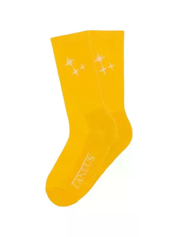 LANEUS Star Embellishment Socks - Yellow