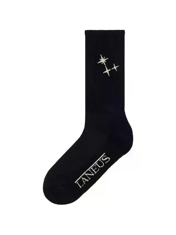 LANEUS Star Embellished Ribbed Ankle Socks