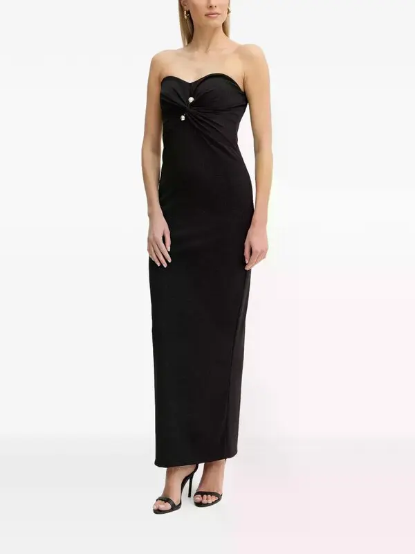 FRACOMINA Maxi Dress With Pearl Embellishment - Black