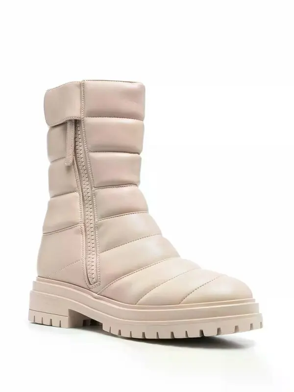 GIANVITO ROSSI Padded Leather Combat Boots - Neutrals