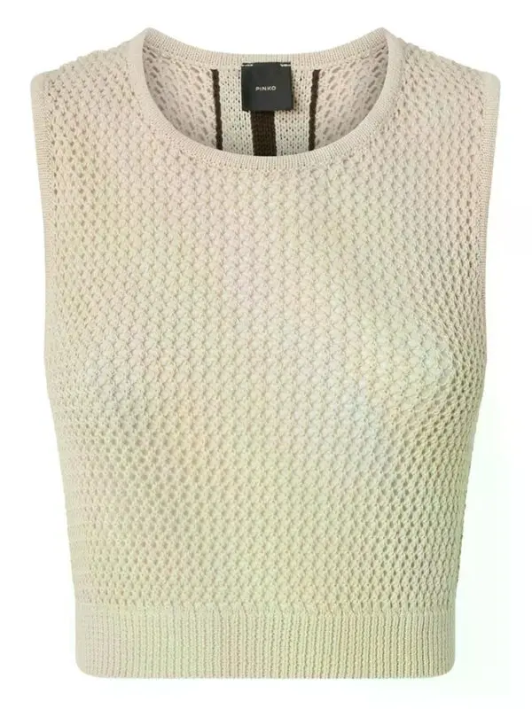 Pinko Sleeveless Knitted Crop Top With Openwork Detailing
