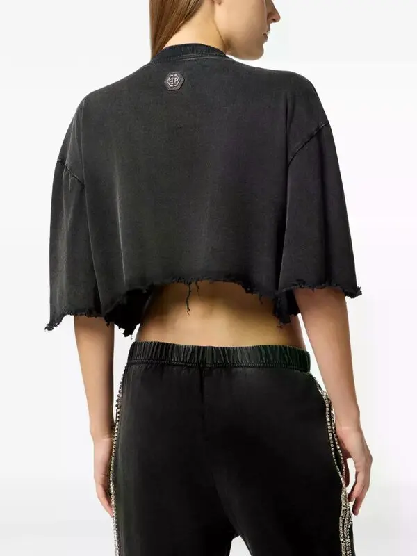 Philipp Plein Embellished Cropped T-shirt - Black