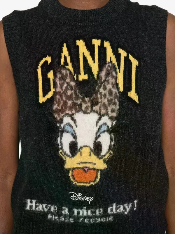 GANNI X Disney Daisy Duck Graphic Wool Vest - Grey