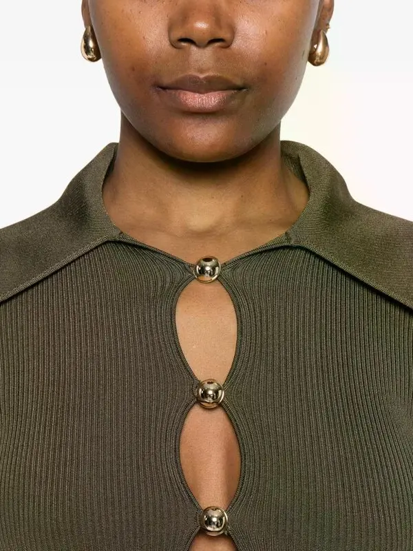 SELF-PORTRAIT Ribbed Knit Cardigan With Ruffled Cuffs