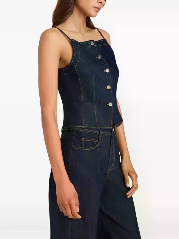 Cinq À Sept Sloane Denim Button Top - Blue