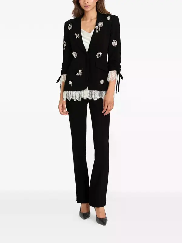 Cinq À Sept Crystal-embellished Lace Trim Blazer