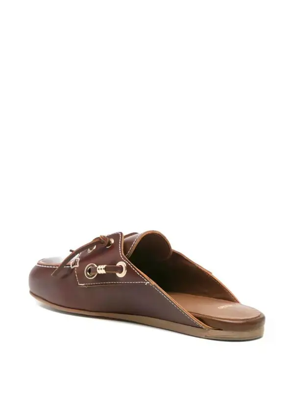 Maje Leather Boat Mules With Gold-tone Embellishments - Brown