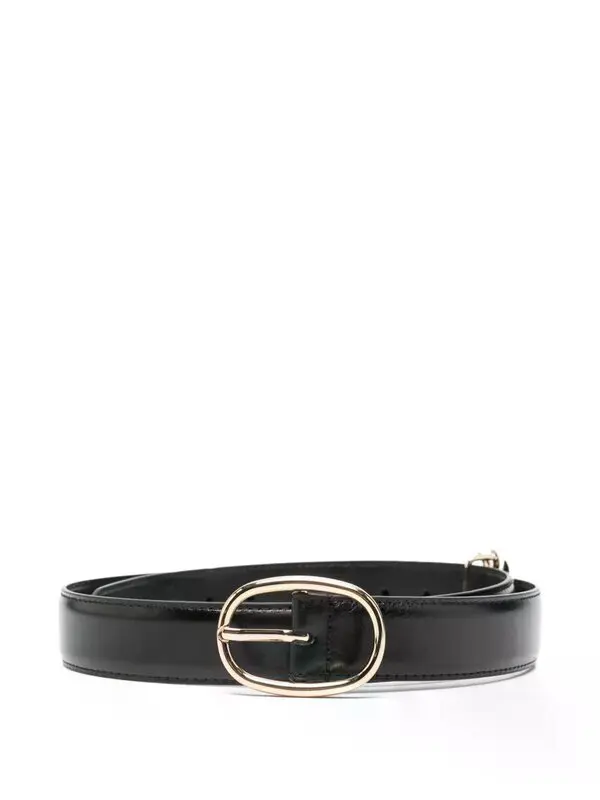 Maje Oval Buckle Leather Belt With Daisy Embellishment - Black