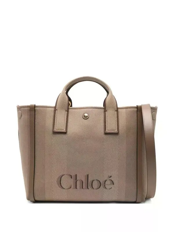 Chloé Embossed Stripe Tote Bag - Neutrals