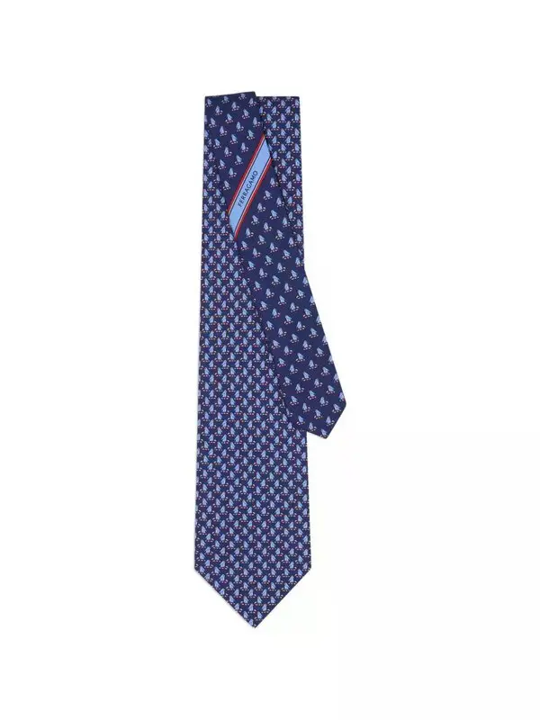 FERRAGAMO Printed Silk Tie - Blue