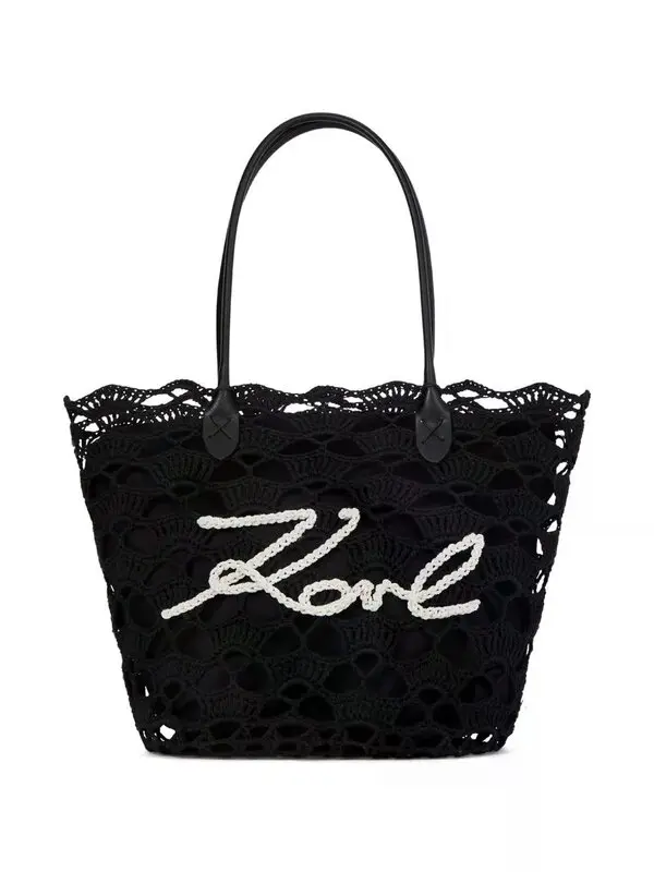 Karl Lagerfeld Signature Fan Beach Bag - Black