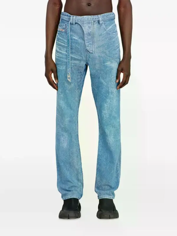 DIESEL® D-juren Belted Slim-cut Washed Denim Jeans