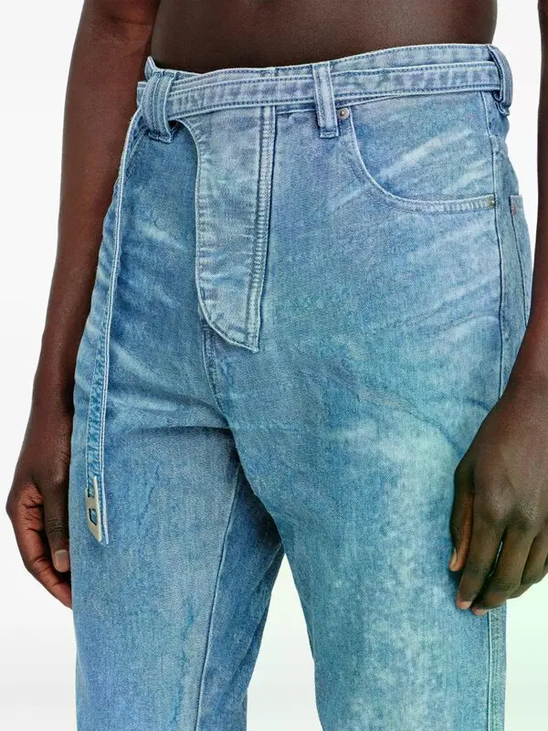 DIESEL® D-juren Belted Slim-cut Washed Denim Jeans