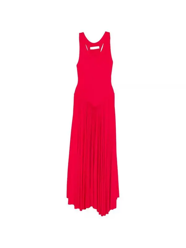 PNK Sleeveless Maxi Dress With Ruffled Detail - Red