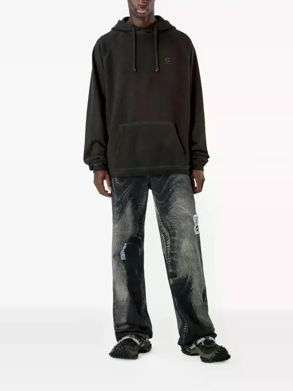 Camper Long Sleeve Drawstring Hoodie With Kangaroo Pocket - Black