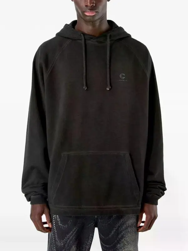 Camper Long Sleeve Drawstring Hoodie With Kangaroo Pocket - Black