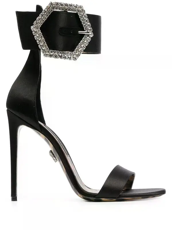 Philipp Plein Iconic Plein Rhinestone-buckle Sandals - Black