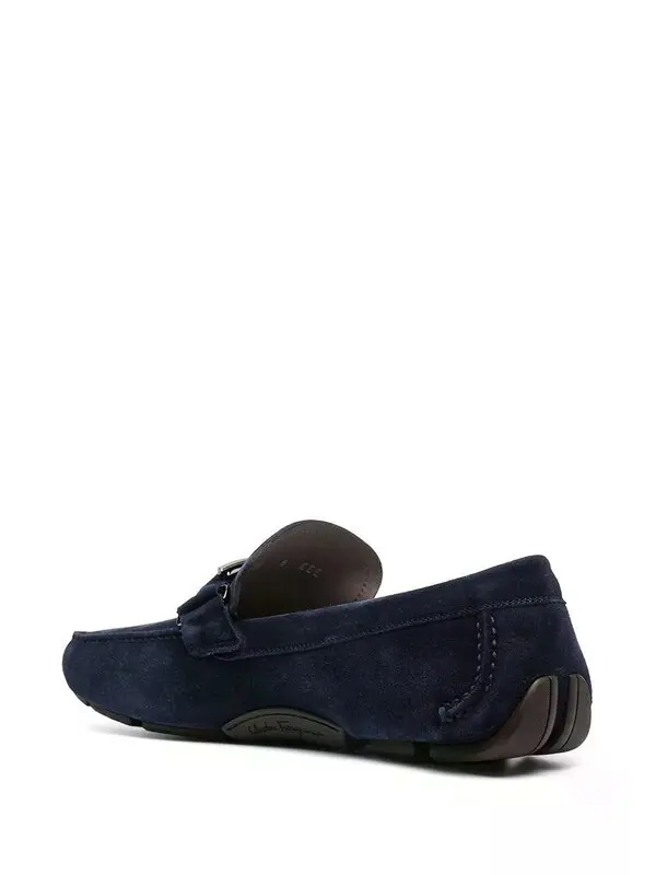 FERRAGAMO Gancini Detail Suede Loafers