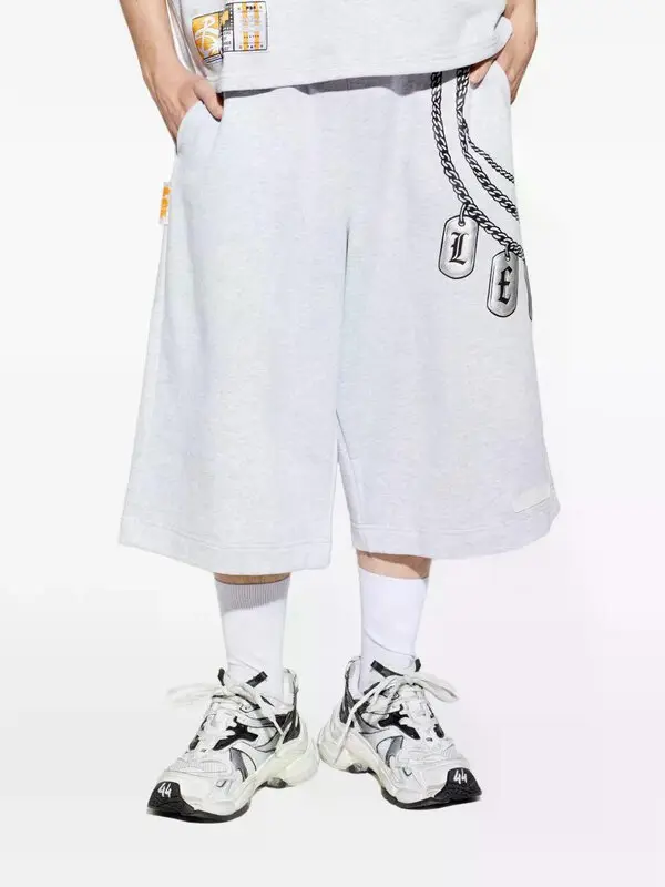 PDF Chain Dog Tag Print Wide-leg Trousers