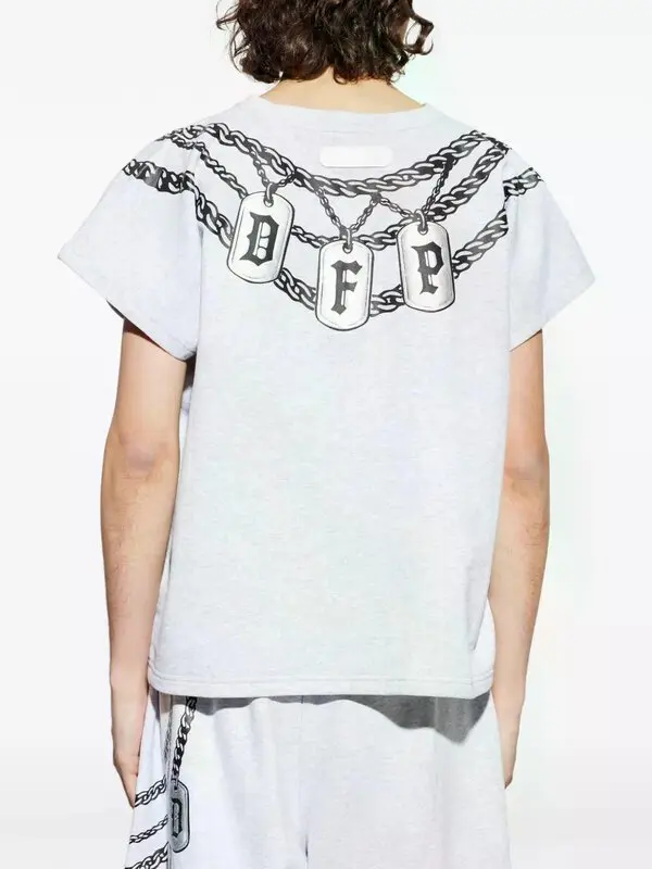 PDF Chain Print V-neck T-shirt - Grey
