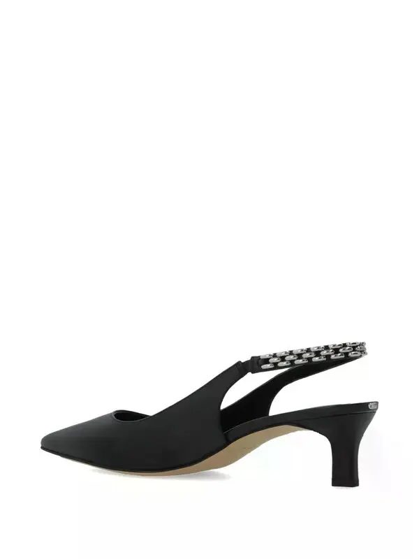 Michael Kors Chain Detail Pointed Leather Slingback Pumps