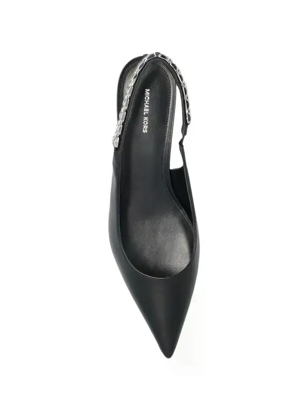 Michael Kors Chain Detail Pointed Leather Slingback Pumps