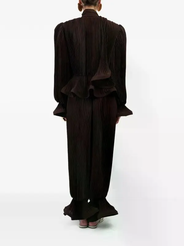 ROWEN ROSE Pleated Puffy Blouse - Brown