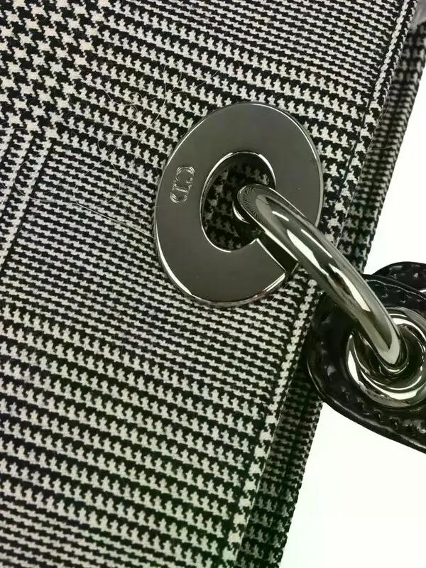 Dior Large Lady Houndstooth Canvas Handbag