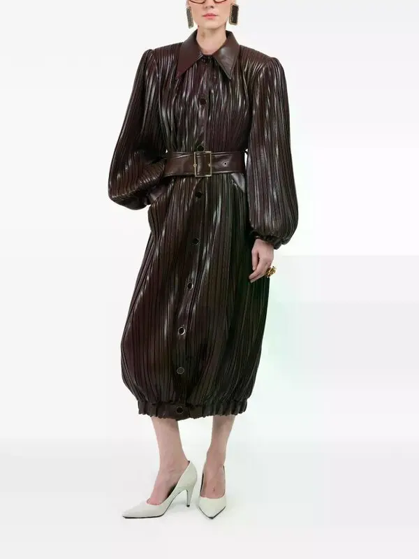 ROWEN ROSE Pleated Long Bomber Coat