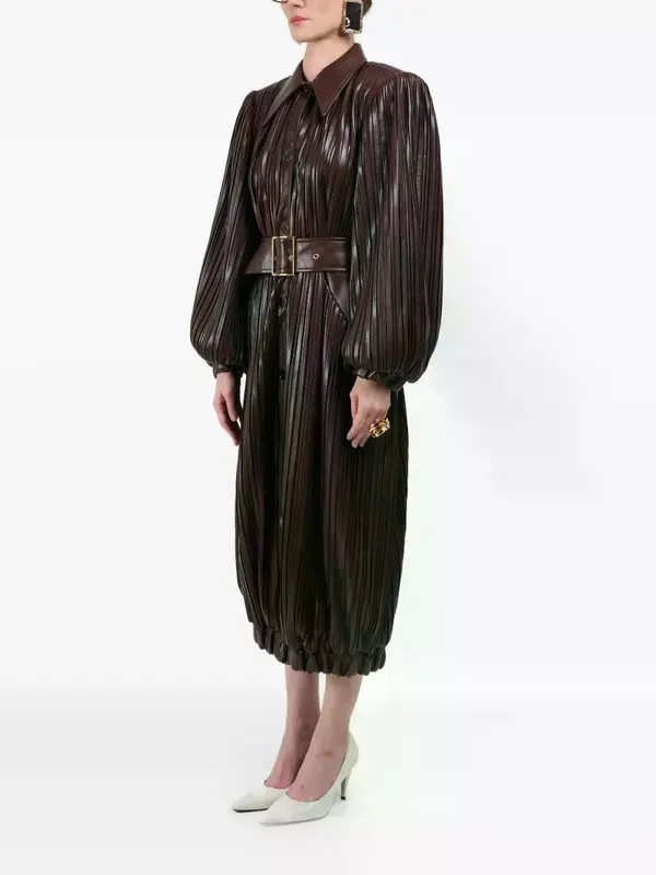 ROWEN ROSE Pleated Long Bomber Coat