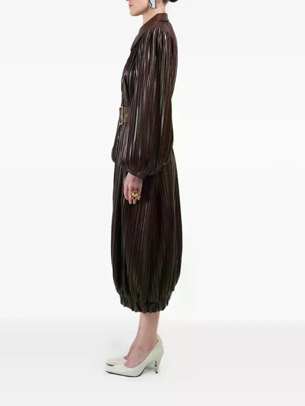 ROWEN ROSE Pleated Long Bomber Coat