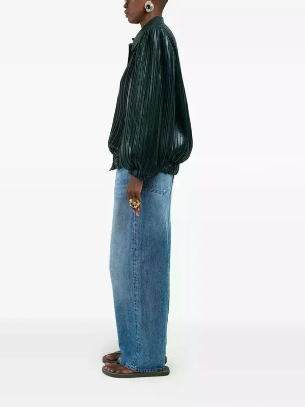 ROWEN ROSE Pleated Bomber Jacket