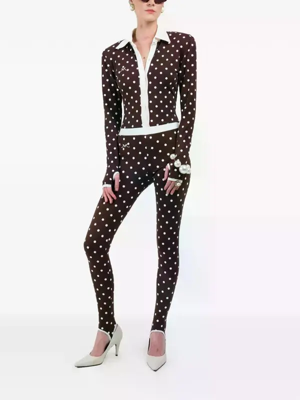 ROWEN ROSE Polka Dot Long Sleeve Polo